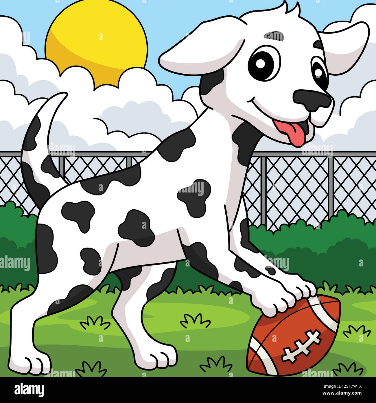 American Football Dog Playing Colored Cartoon Stock Vector Image & Art ...