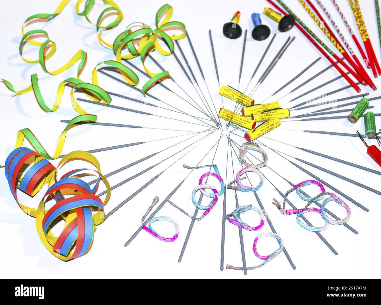 Sparklers, Bengal light, in different variations, grey and colourful ...