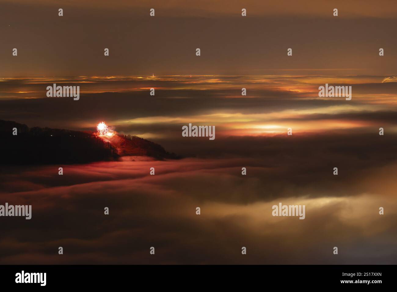 New Year's Eve fireworks 2024 on the Breitenstein, Swabian Alb near ...
