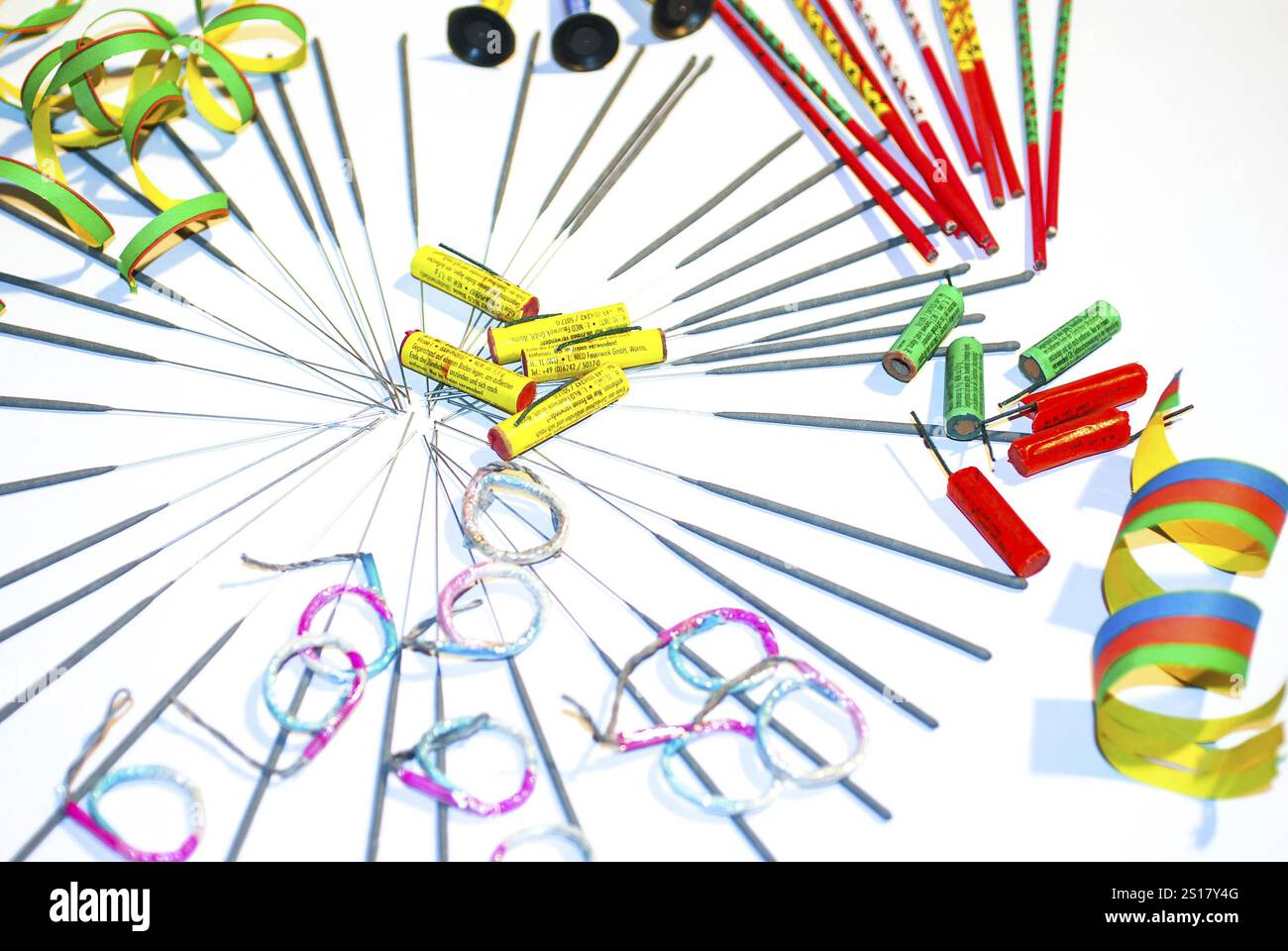 Sparklers, Bengal light, in different variations, grey and colourful ...