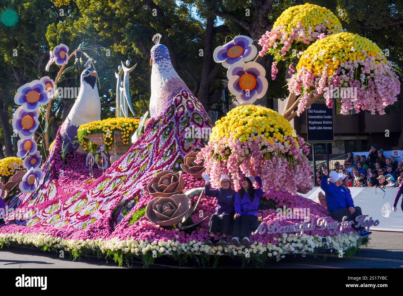 The City of Hope float, titled "A Beautiful Day of Hope," recipient of ...