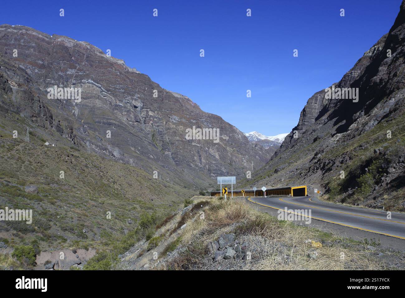 Pass to Argentina, near Los Andes, mountains, Andes, Chile, South ...