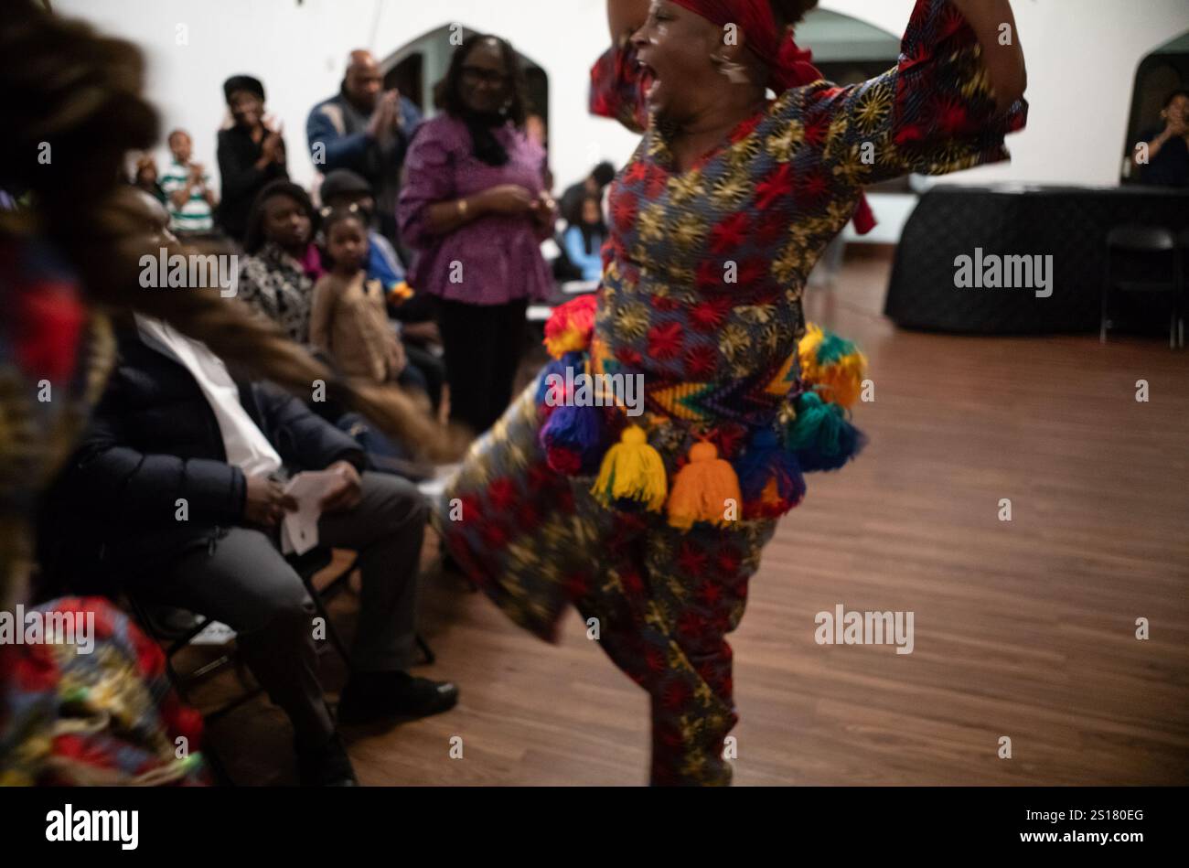 Plainfield, New Jersey, USA. 27th Dec, 2024. A dancer of the Zawadi African Dance and Drum inc ...