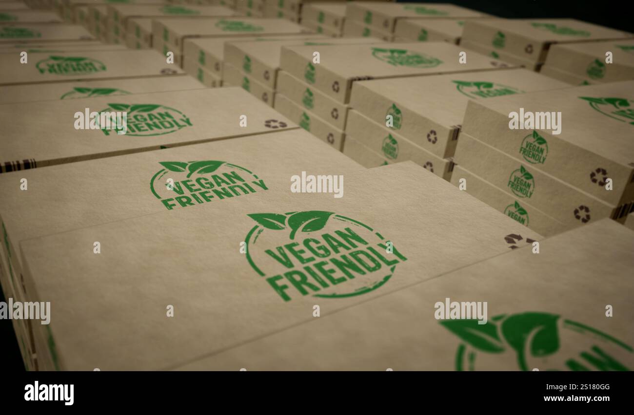 Vegan friendly healthy diet box production line. Organic vegetarian bio ...