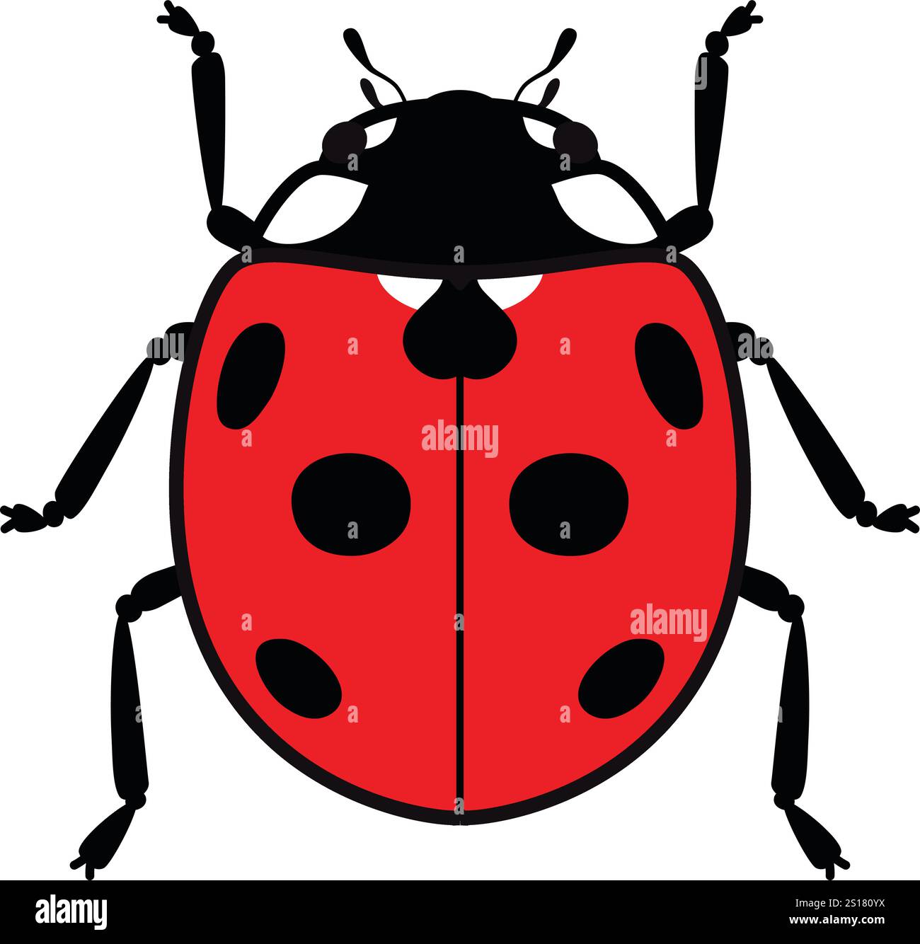 Cute ladybug or ladybird simple flat design red and black. Vector ...