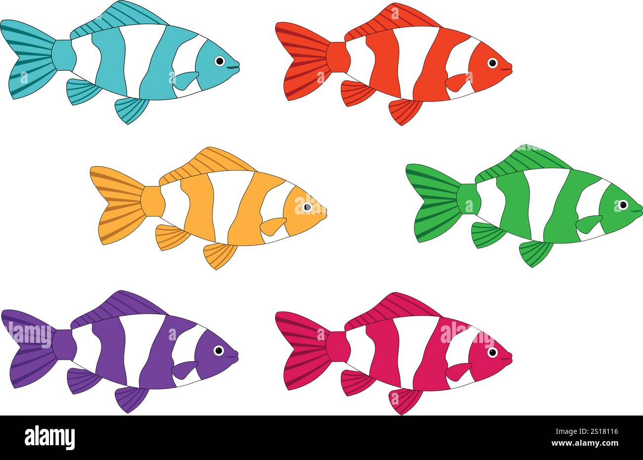 Fish illustration vector bundle. Fish vector cartoon set icon. Vector ...