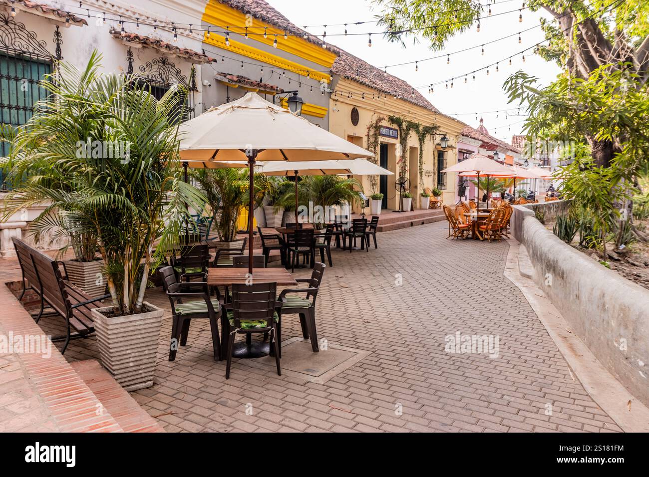 MOMPOX, COLOMBIA - MARCH 1, 2023: Cafes in Santa Cruz de Mompox ...