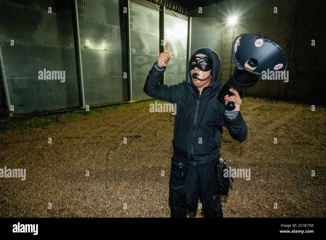 London, UK. 31st Dec, 2024. Protestor from "Palestine Action" calls out ...
