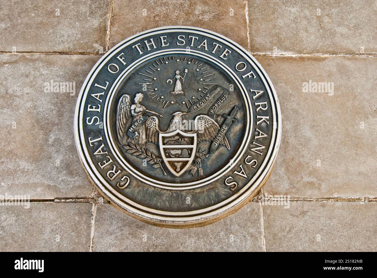 State of Arkansas Great Seal medallion on grounds of State Capitol ...