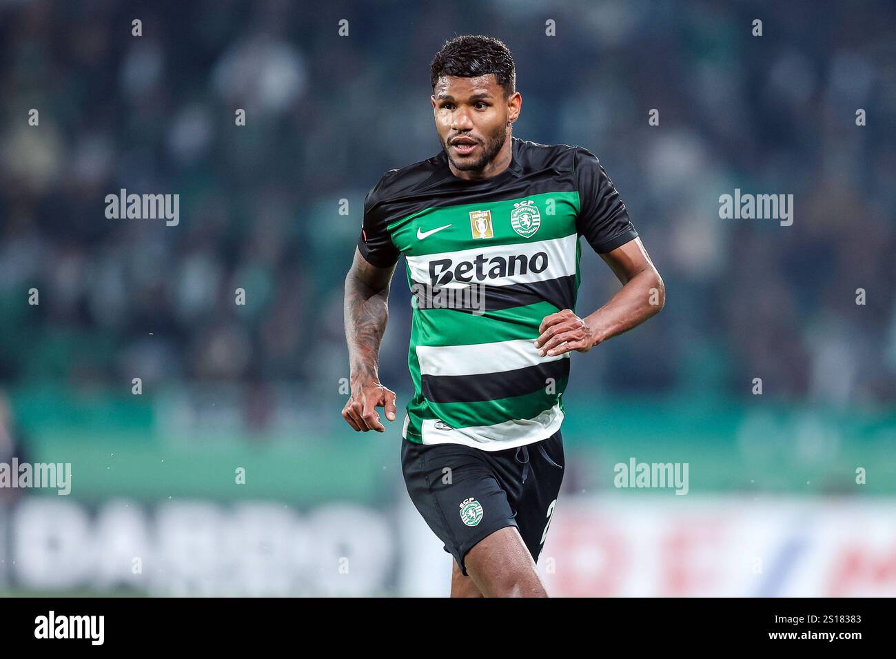 Lisbon, Portugal. 29th, December 2024. Matheus Reis (2) of Sporting CP ...