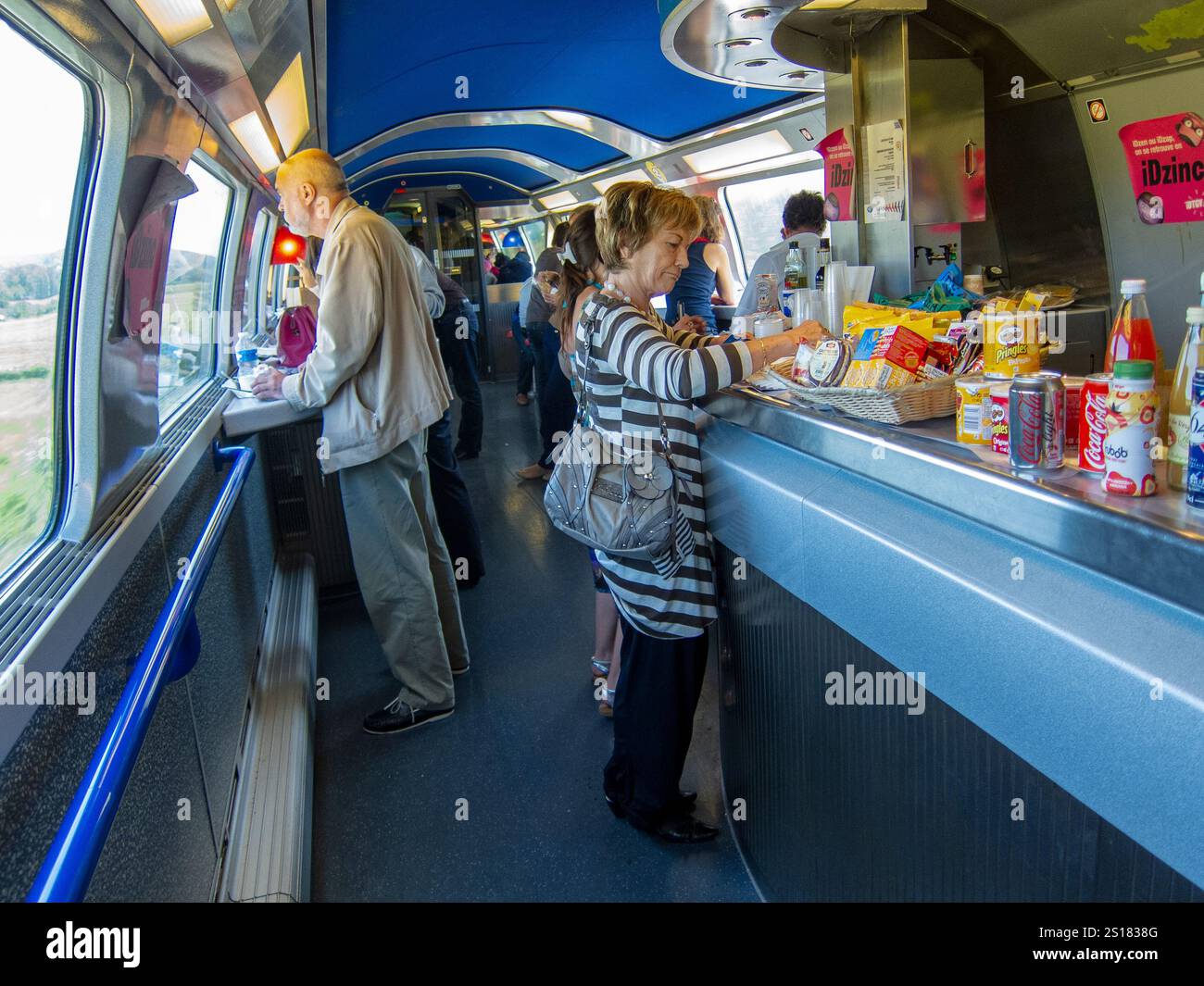 Paris, France, T.G.V. Bullet Train, Woman Buying Snacks, europe dining ...