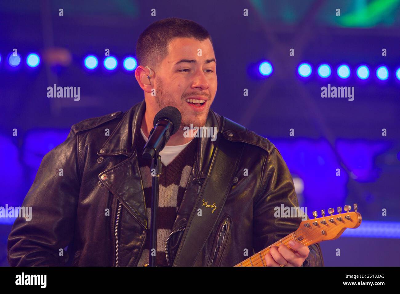 NIck Jonas of the Jonas Brothers performs during the Times Square New ...