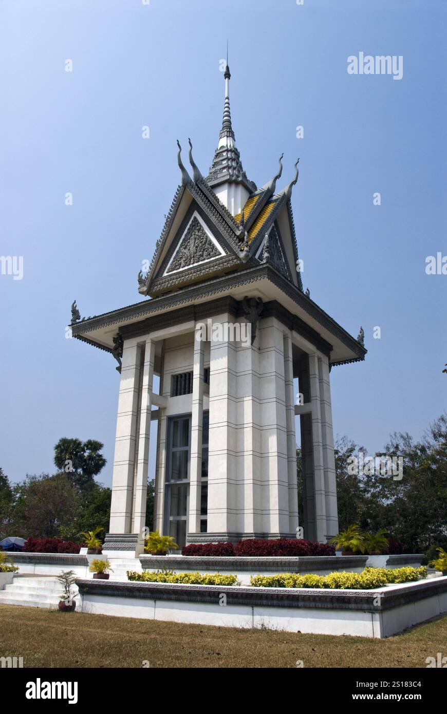 The Buddhist stupa at the Choeung Ek genocide memorial center, a former ...