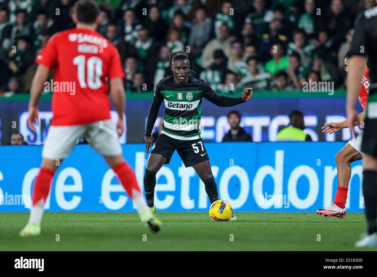 Lisbon, Portugal. 29th, December 2024. Geovany Quenda (57) of Sporting ...