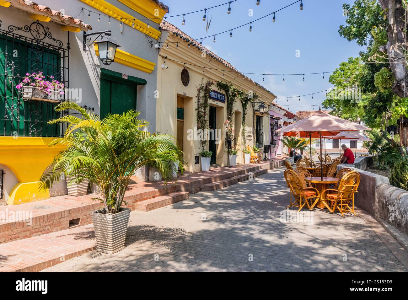 MOMPOX, COLOMBIA - MARCH 2, 2023: Riverside restaurants in Santa Cruz ...