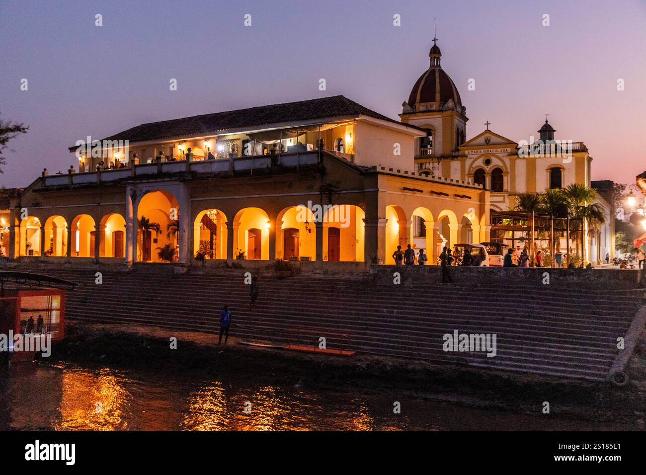 MOMPOX, COLOMBIA - MARCH 3, 2023: Evening view of Plaza de Mercado ...