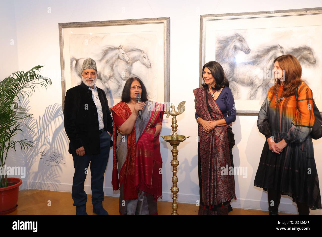 NEW DELHI, INDIA - NOVEMBER 28: Uma Nair, Alison Barett and artist ...