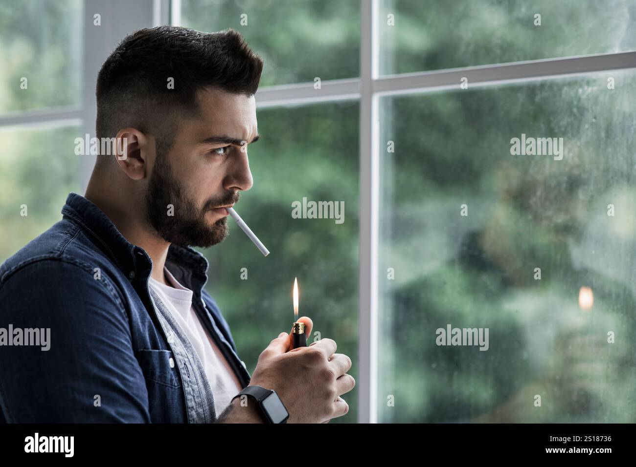 Very depressed man destroyed, sad, suffering emotional crisis and grief ...