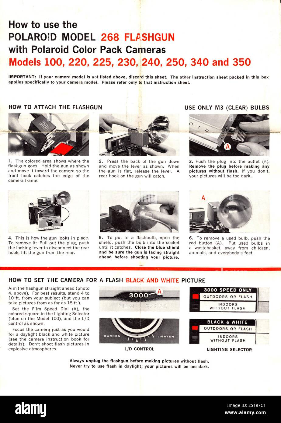 Polaroid Model 268 Flashgun Instruction Sheet Stock Photo - Alamy