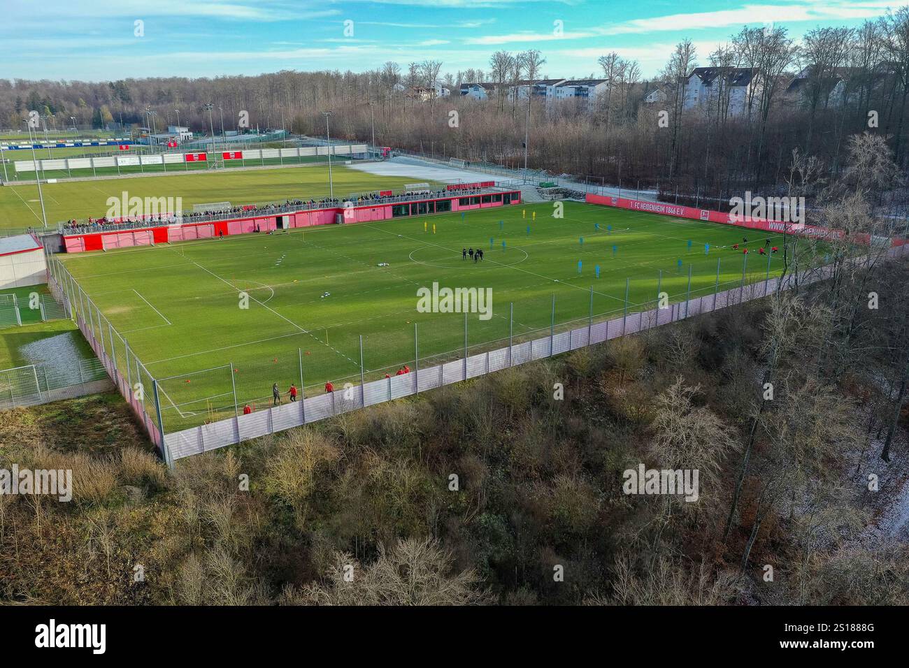 Die Voith Arena und Ihre Sportplaetze im winterlichen tau, Luftaufnahme, Uebersichtsbild, GER ...