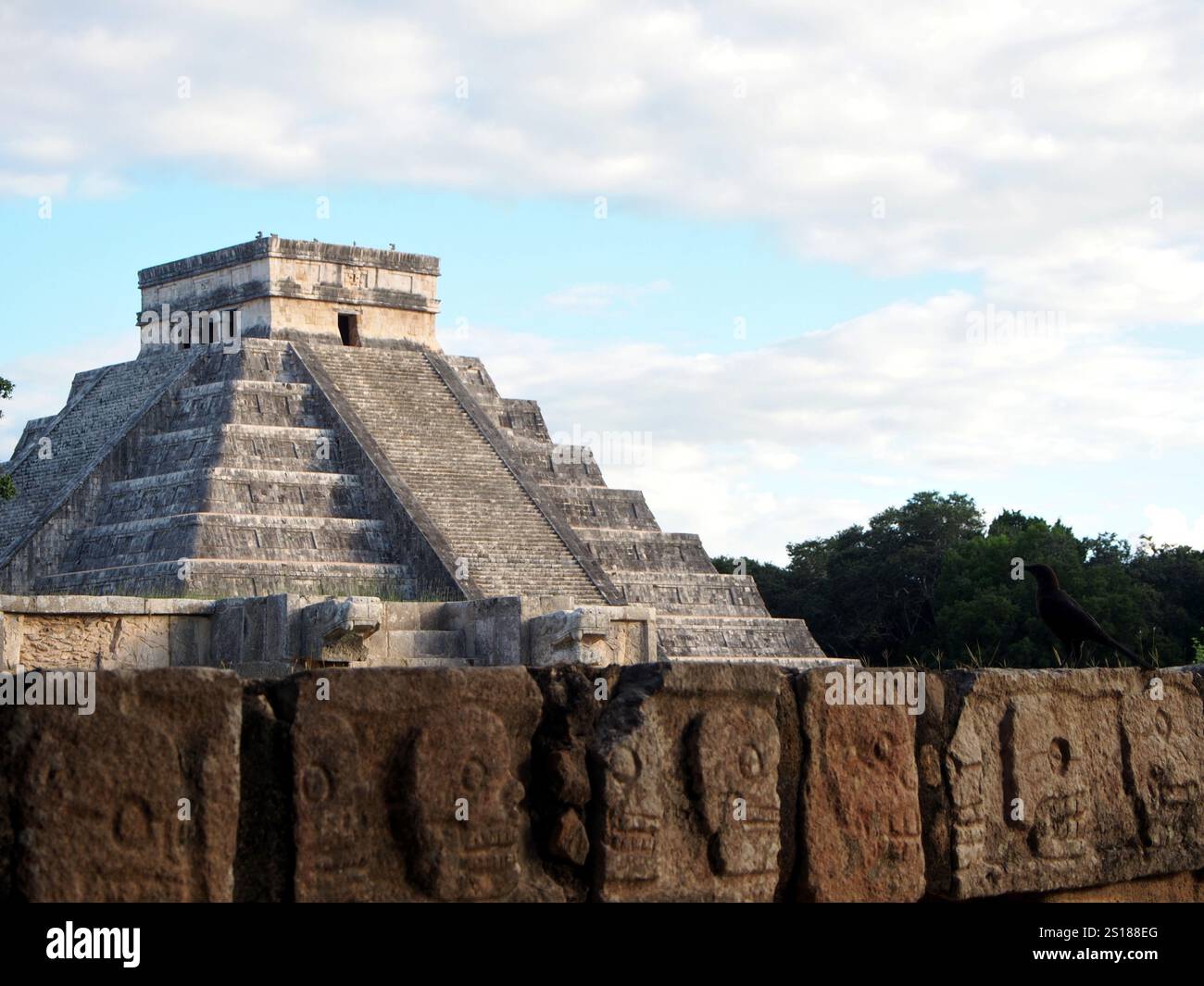 El Castillo, also known as the Temple of Kukulcan, seen behind the ...