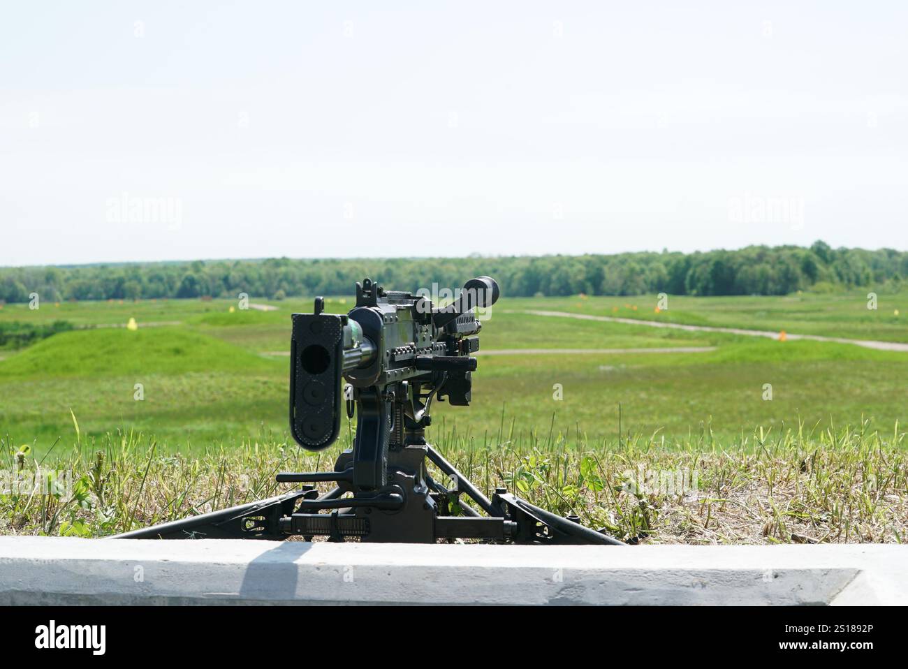 An M249 Squad Automatic Weapon, or SAW, sits at a firing point on the ...
