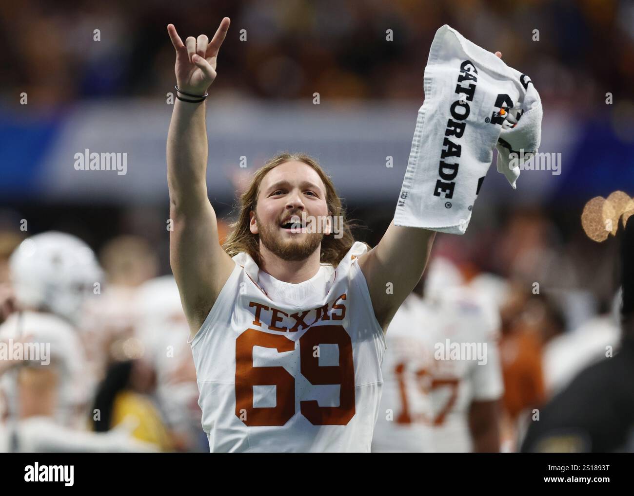 Atlanta, United States. 01st Jan, 2025. Texas offensive lineman Max ...