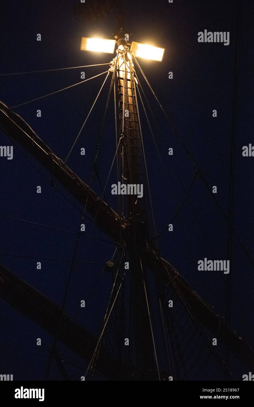 The Coast Guard Cutter Eagle (WIX 327) is shown at night while under ...