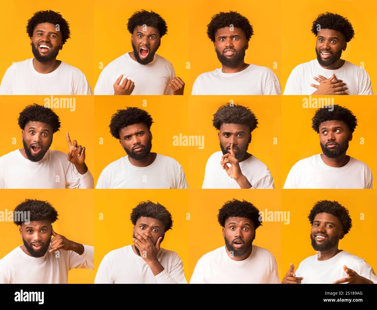 Collage of young black man expressions and emotions Stock Photo - Alamy
