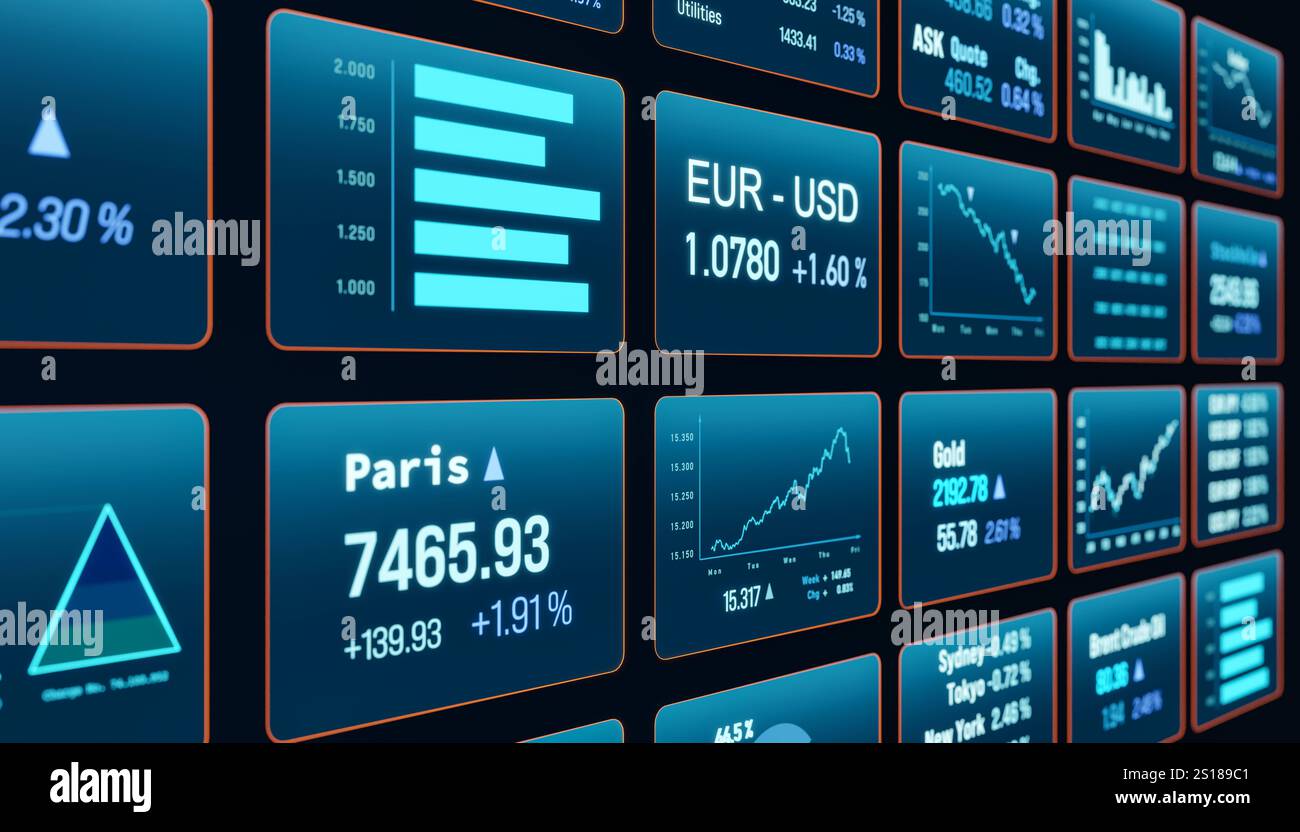 Financial markets concept, stock exchange information with charts ...