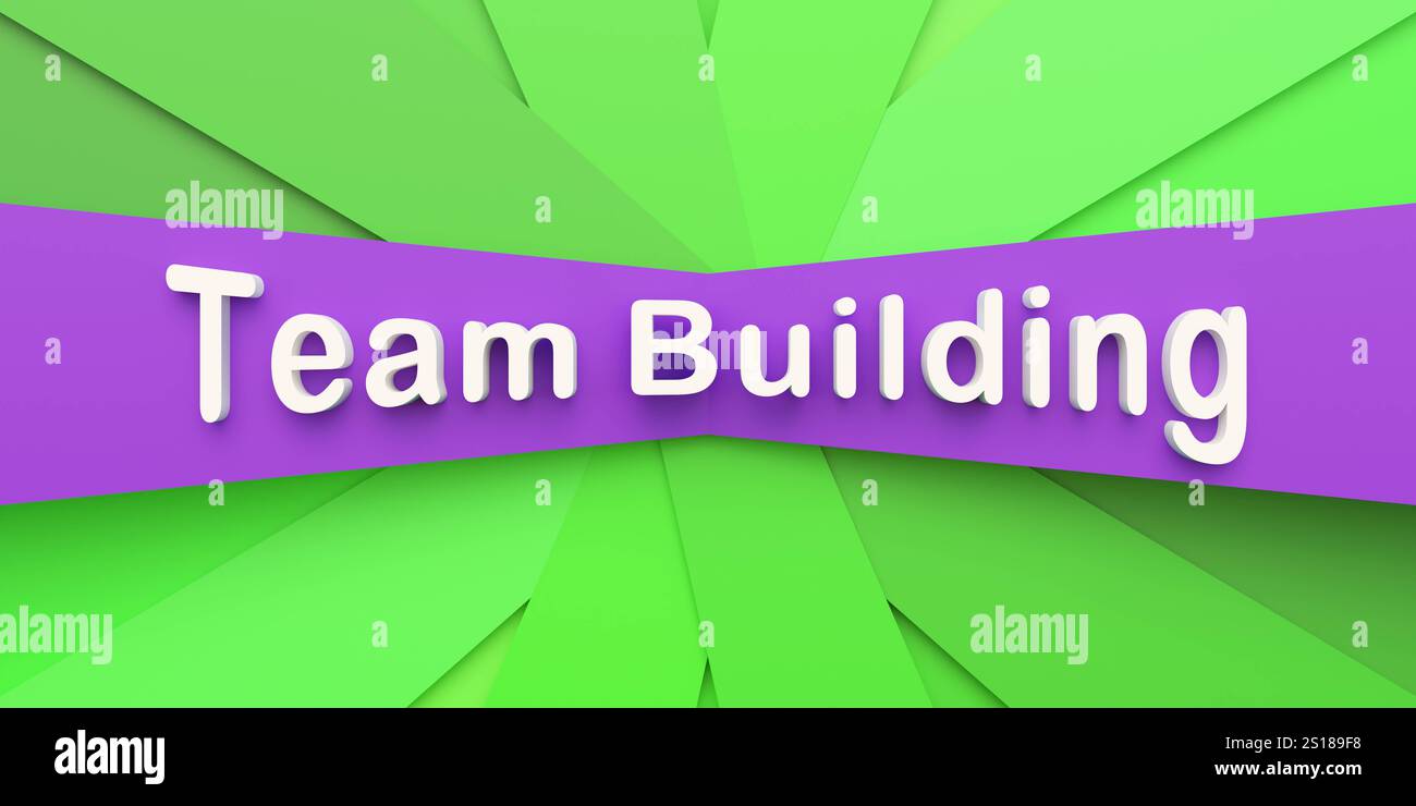 Team building. Team building. Purple and green paper stripes. The text ...