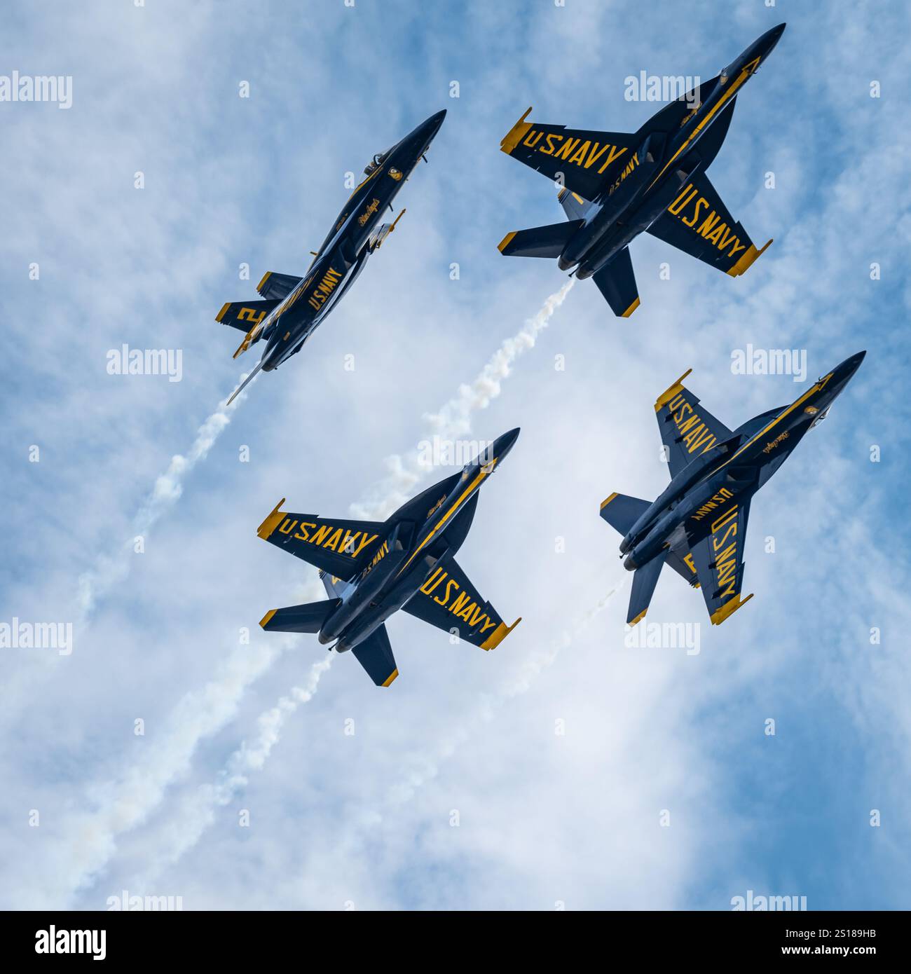 The U.S. Navy Blue Angels flight demonstration squadron perform in a ...