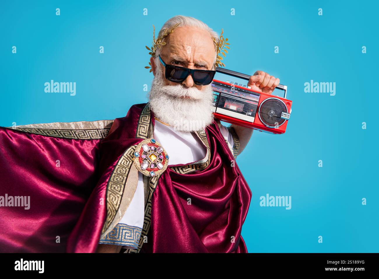 Photo of nice man have fun carnival halloween party antique hero in ...