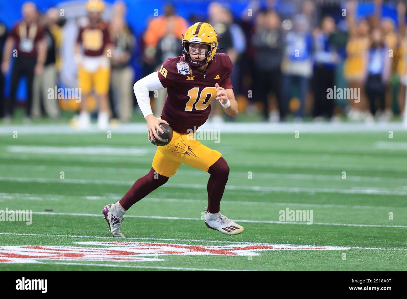 ATLANTA, GA - JANUARY 01: Quarterback Sam Leavitt #10 of the Arizona ...
