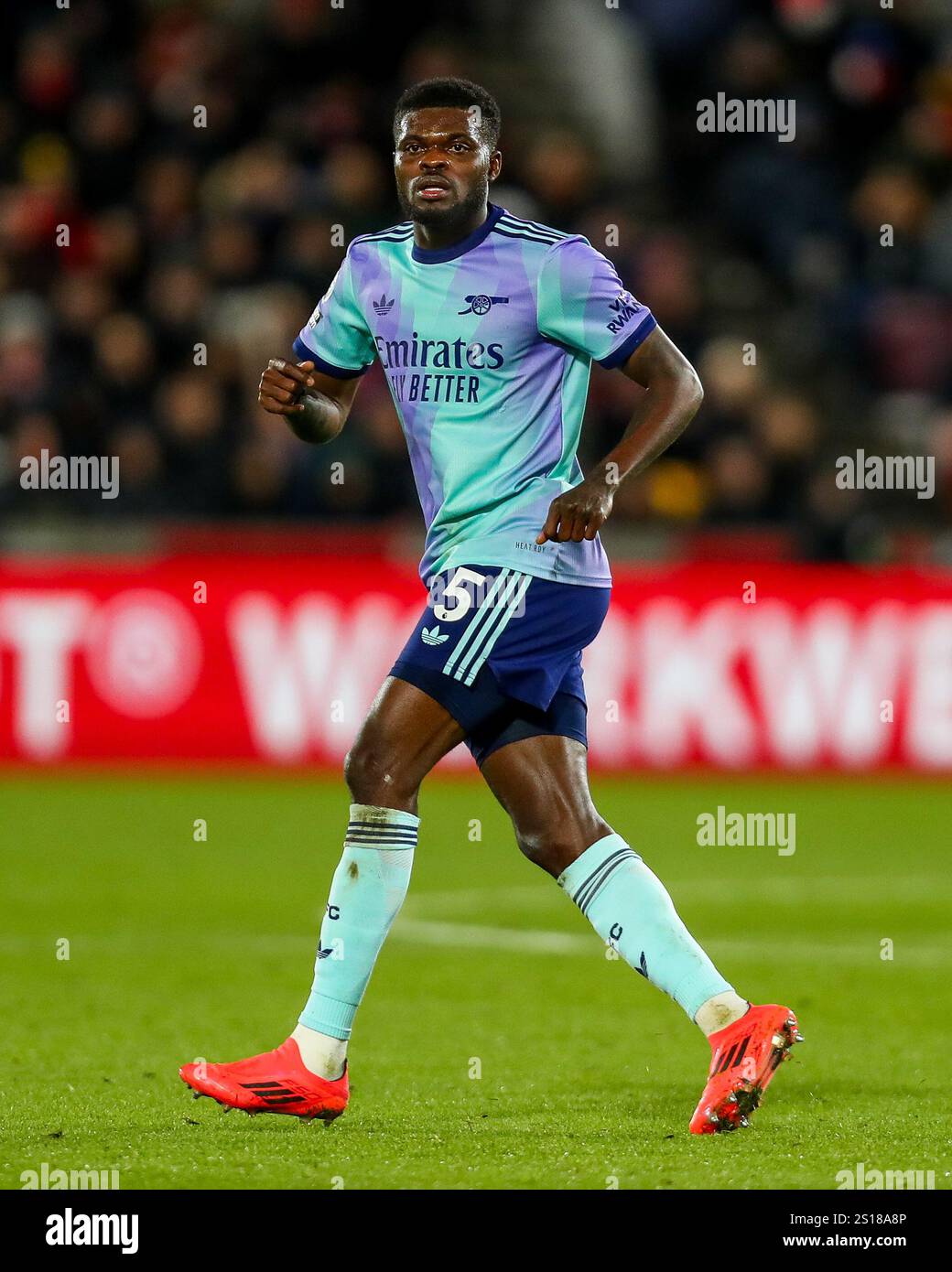 Thomas of Arsenal in action during the Premier League match Brentford ...
