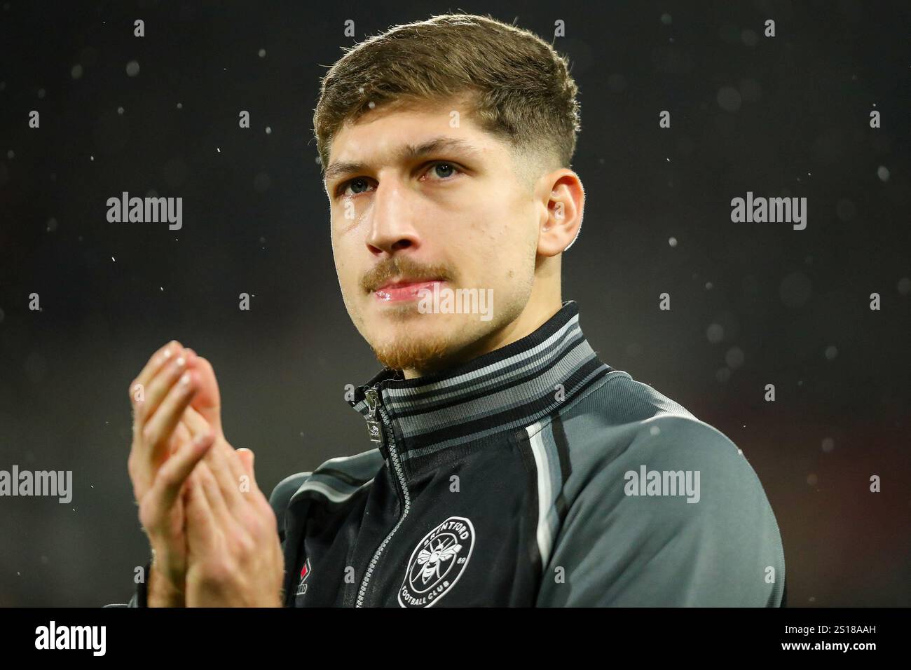 Vitaly Janelt of Brentford acknowledges the fans prior to the Premier ...