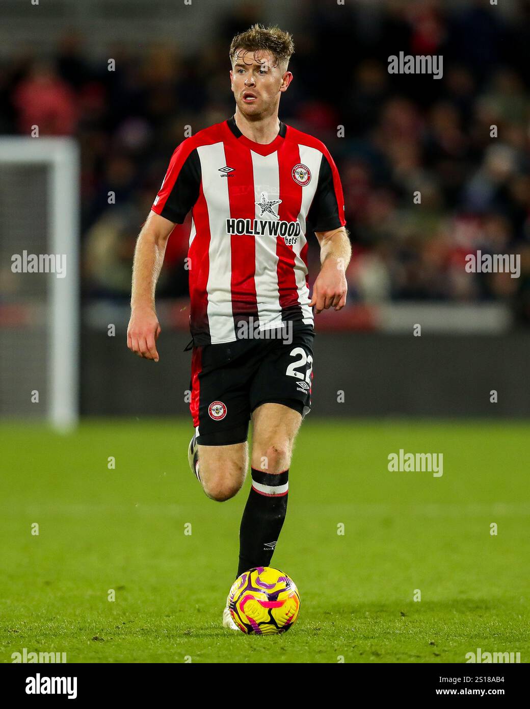 Nathan Collins of Brentford runs with the ball during the Premier ...