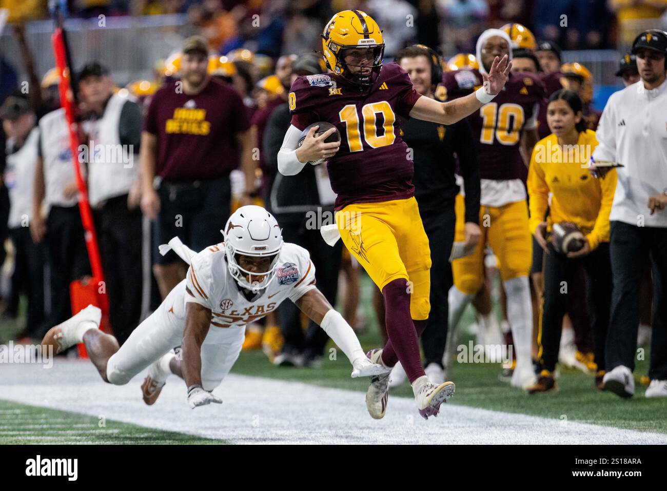 Atlanta, GA, USA. 1st Jan, 2025. Arizona State quarterback Sam Leavitt ...