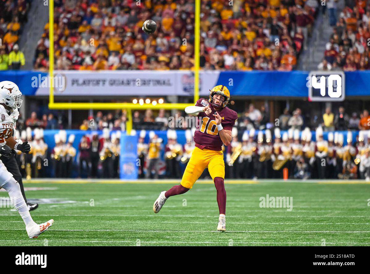 ATLANTA, GA - JANUARY 01: Quarterback Sam Leavitt #10 of the Arizona ...