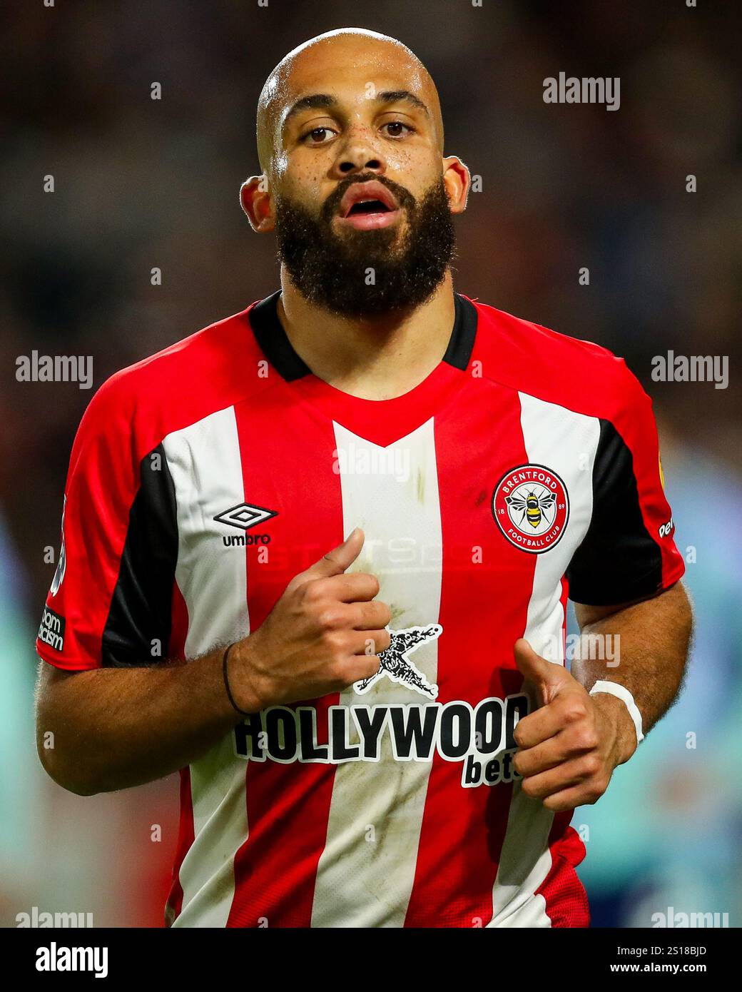 London, UK. 01st Jan, 2025. Bryan Mbeumo of Brentford in action during ...