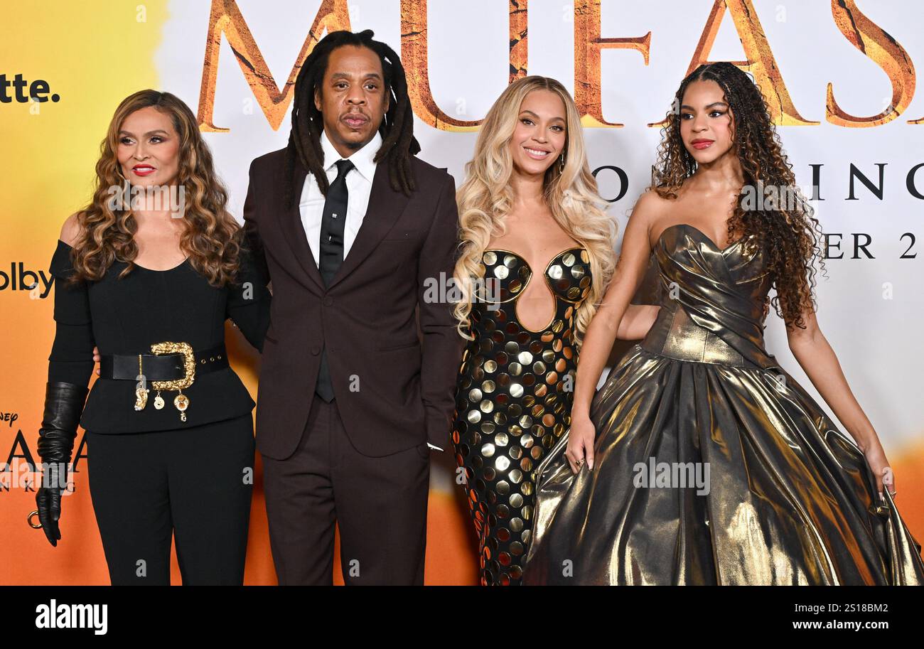 Hollywood, USA. 09th Dec, 2024. Tin Knowles, Jay-Z, Beyonce and Blue Ivy Carter arriving to ...