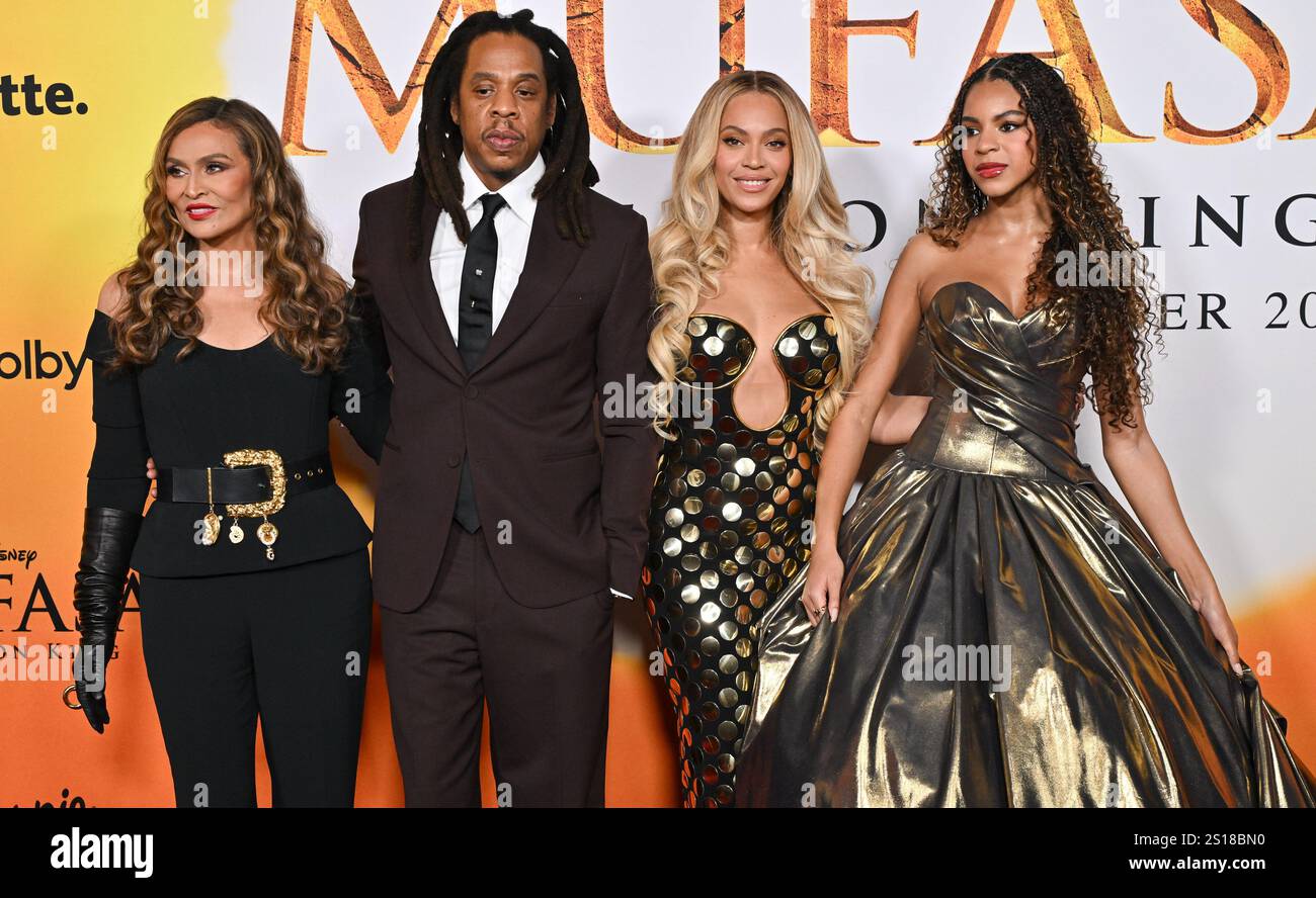 Hollywood, USA. 09th Dec, 2024. Jay-Z, Beyonce and Blue Ivy Carter arriving to ‘Mufasa: The Lion ...