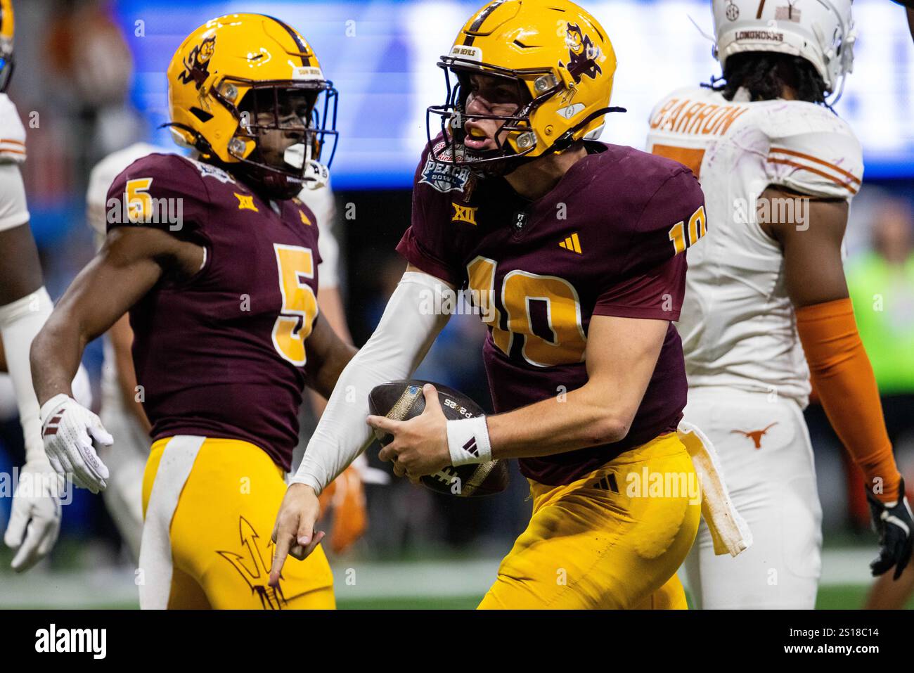 Atlanta, GA, USA. 1st Jan, 2025. Arizona State quarterback Sam Leavitt ...