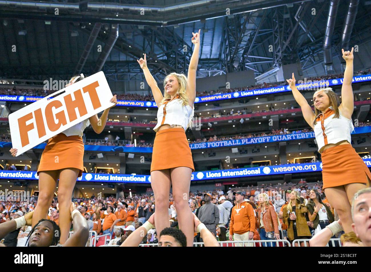 ATLANTA, GA – JANUARY 01: Texas cheerleaders cheer during the Texas ...