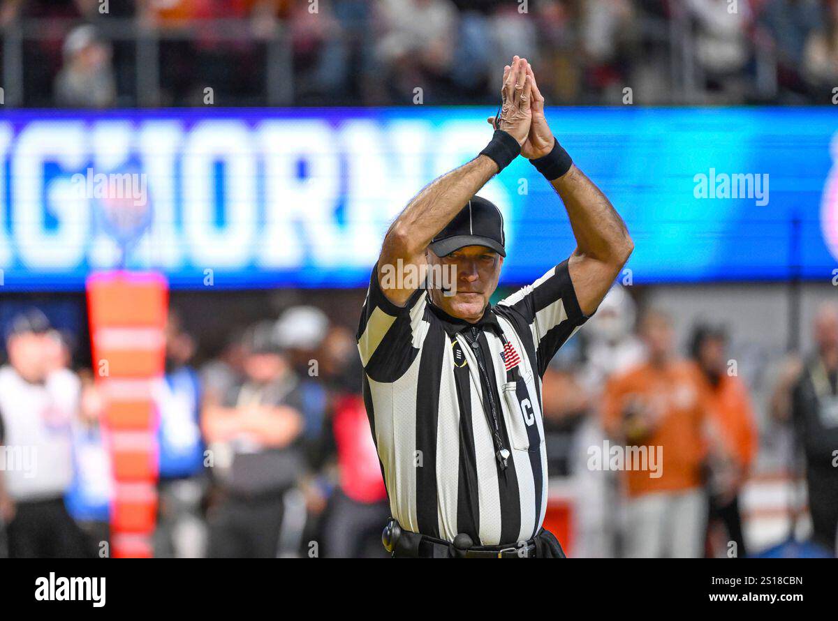 ATLANTA, GA - JANUARY 01: Referee Larry Hayes signals a Safety during ...
