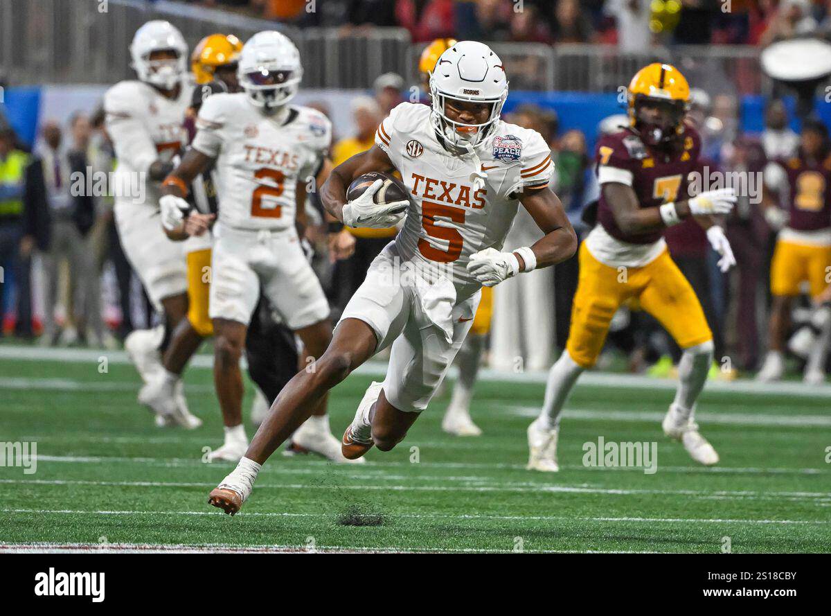 ATLANTA, GA - JANUARY 01: Wide Receiver Ryan Wingo #5 of the Texas ...