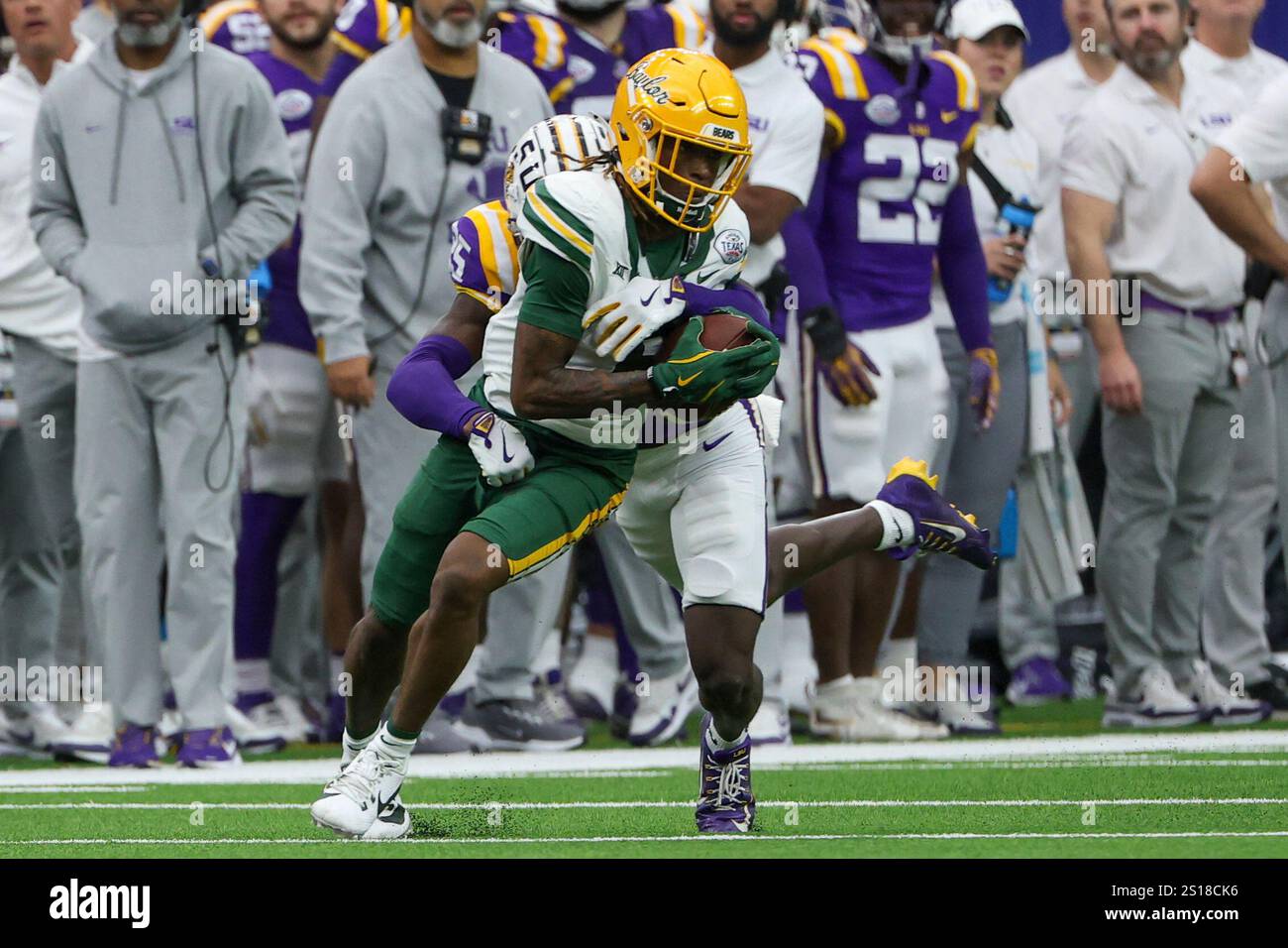 HOUSTON, TX - DECEMBER 31: Baylor Bears wide receiver Ashtyn Hawkins (6) catches the ball while ...