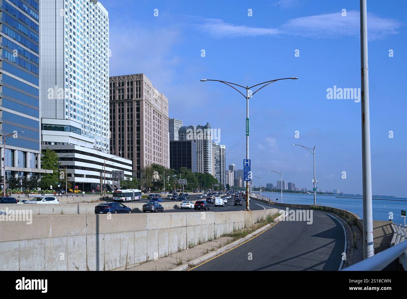 Chicago, USA - August 29, 2022: Lakeshore Drive expressway in Gold ...