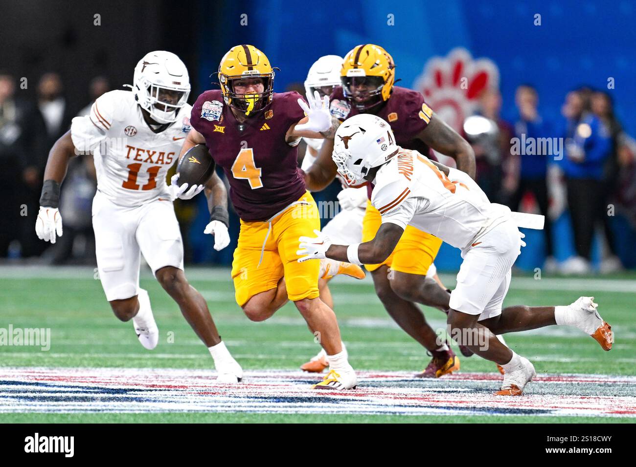 ATLANTA, GA – JANUARY 01: Running Back Cam Skattebo #4 of the Arizona ...