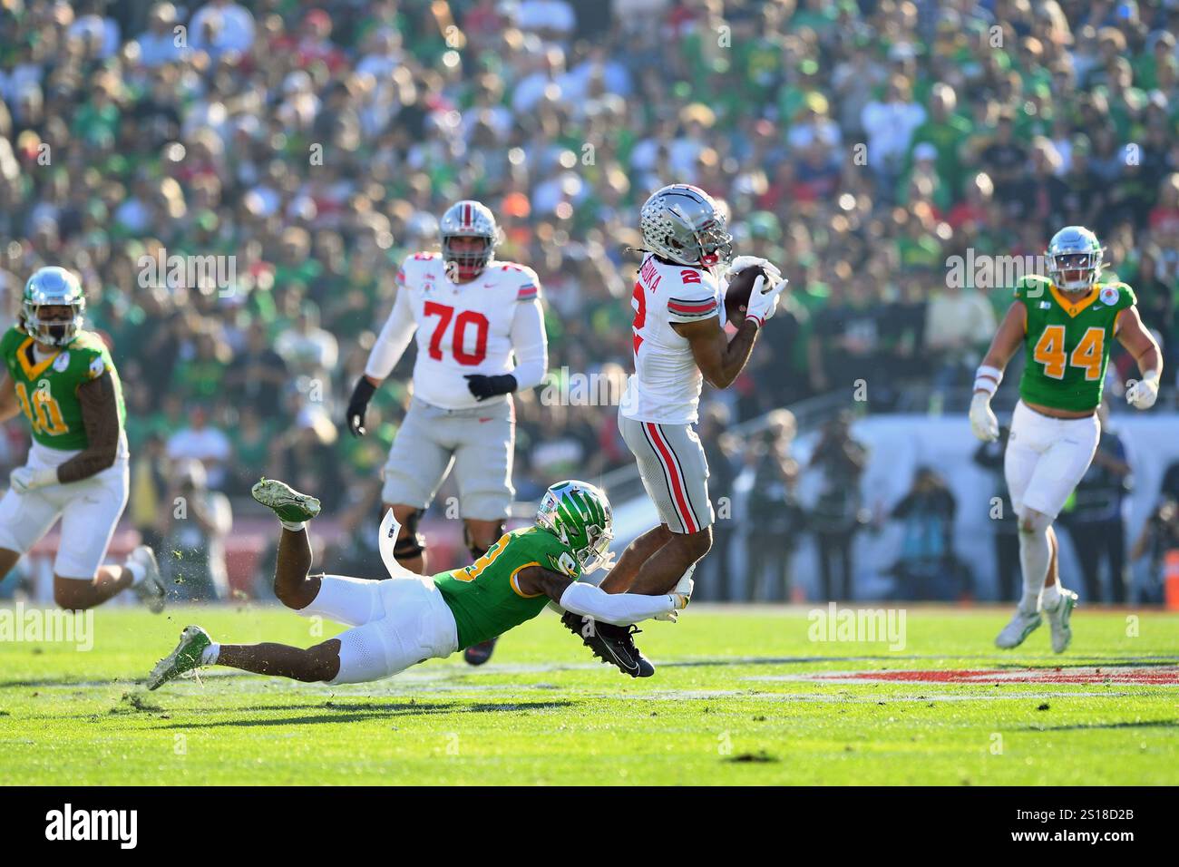 PASADENA, CA - JANUARY 01: Wide Receiver Emeka Egbuka #2 of the Ohio ...